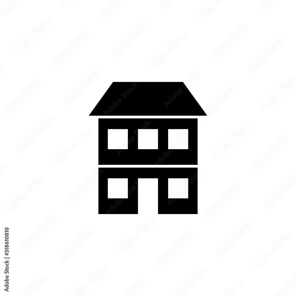 Two story house glyph icon. Clipart image isolated on white background ...