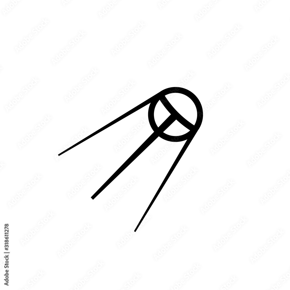Sputnik 1 outline icon. Clipart image isolated on white background ...