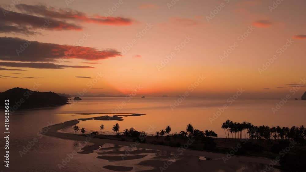 Aerial view of the magnificent beach of Laem Had on the island of Ko ...