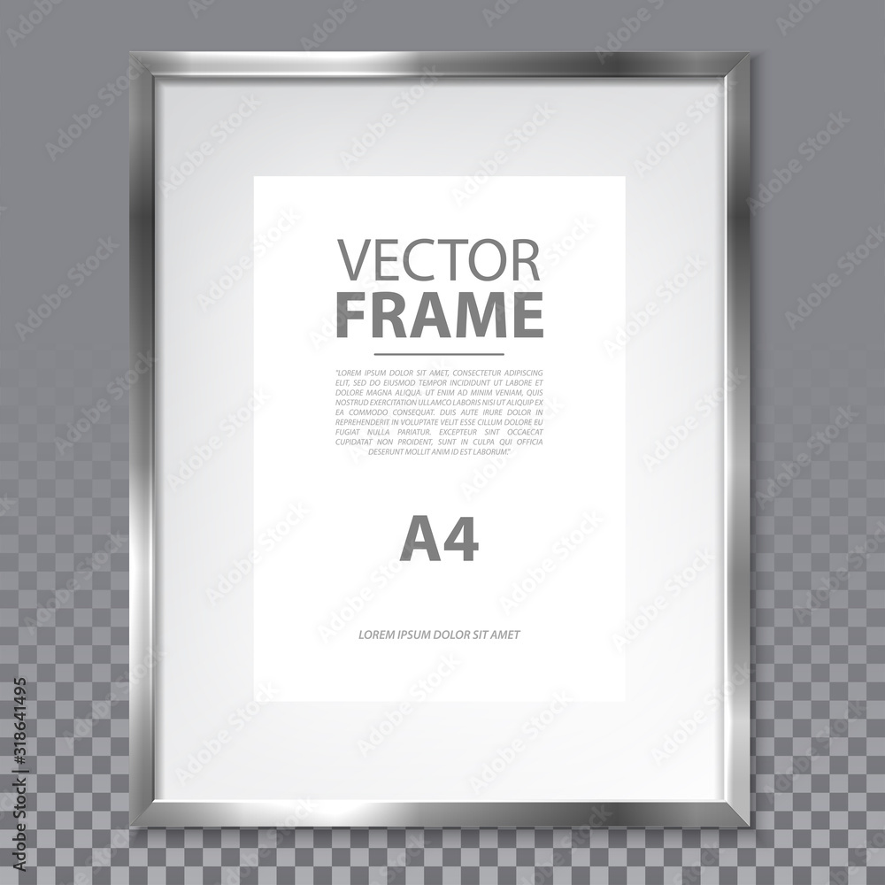Isolated realistic A4 frame with metallic border Stock Vector | Adobe Stock