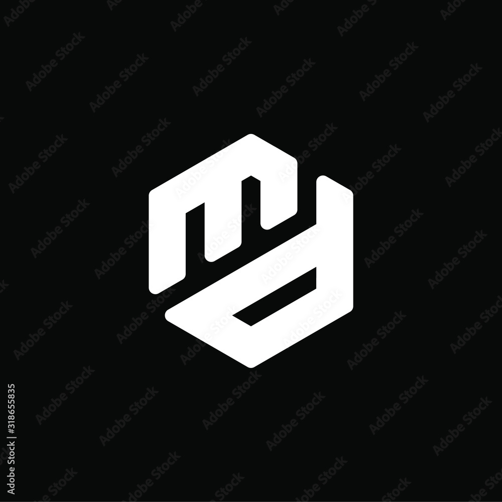 Initial letter md logo template with hexagonal line art symbol icon in ...
