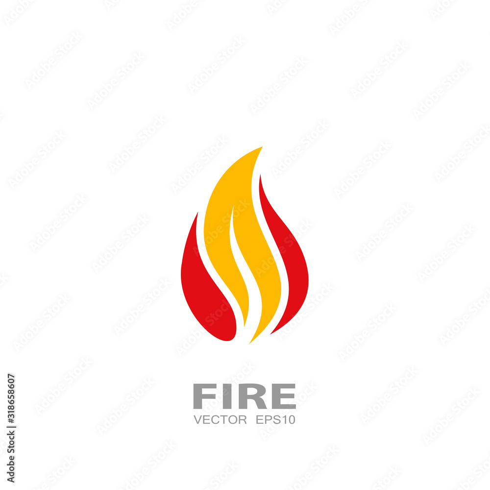 Abstract fire logo, flat logo design, isolated on white background ...