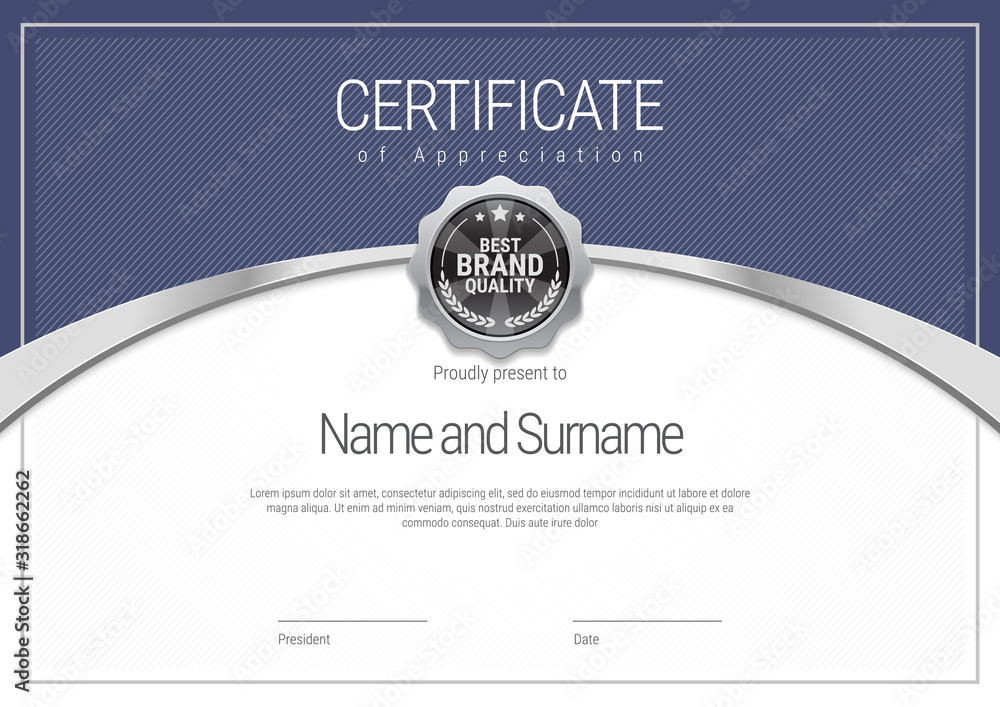 Silver Certificate template. Diploma of modern design or gift ...