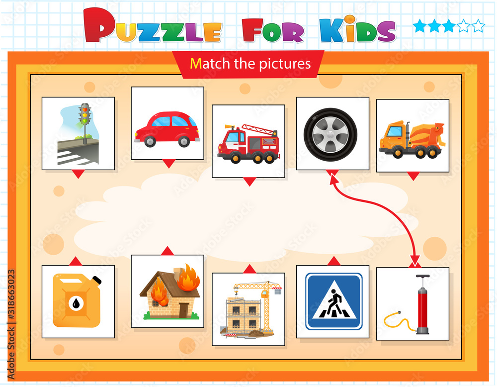 Matching game, education game for children. Puzzle for kids. Match the ...
