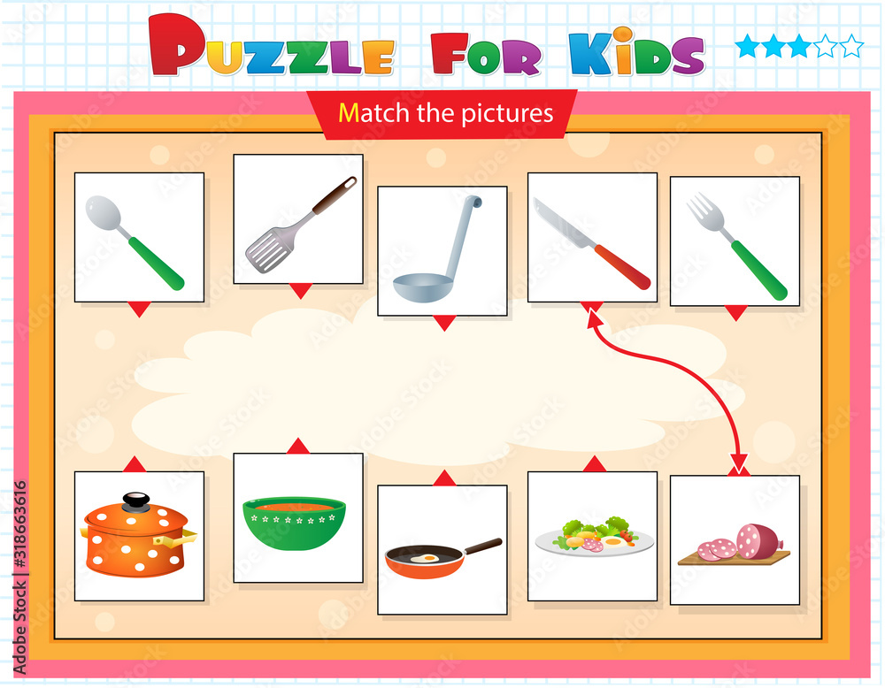 Matching game, education game for children. Puzzle for kids. Match the ...