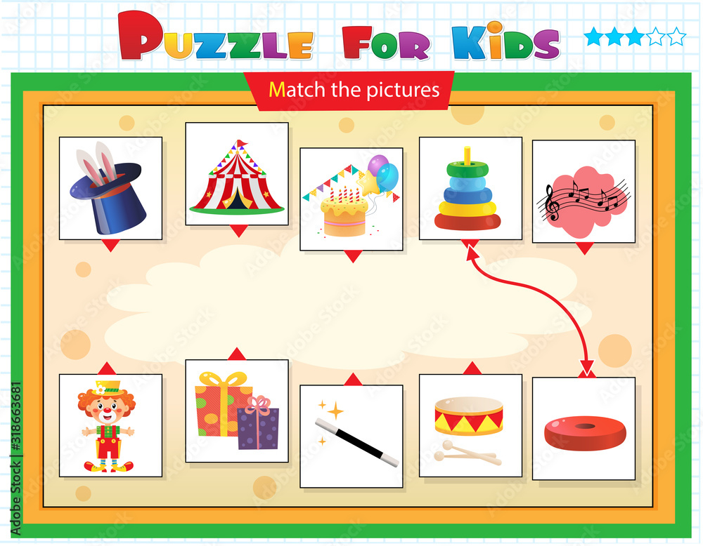 Matching game, education game for children. Puzzle for kids. Match the ...