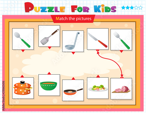 Matching game, education game for children. Puzzle for kids. Match the ...