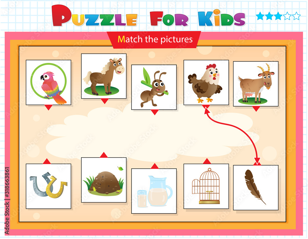 Matching game, education game for children. Puzzle for kids. Match the ...