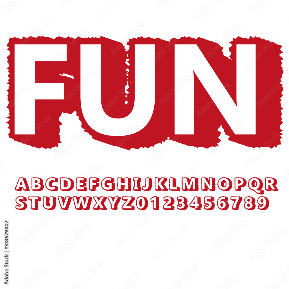 vector 3d red font alphabet and numbers, fun word on white Stock Vector ...
