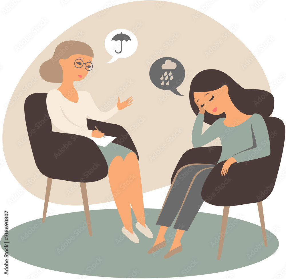Doctor In Consultation With Depressed Female Patient Stock Vector ...