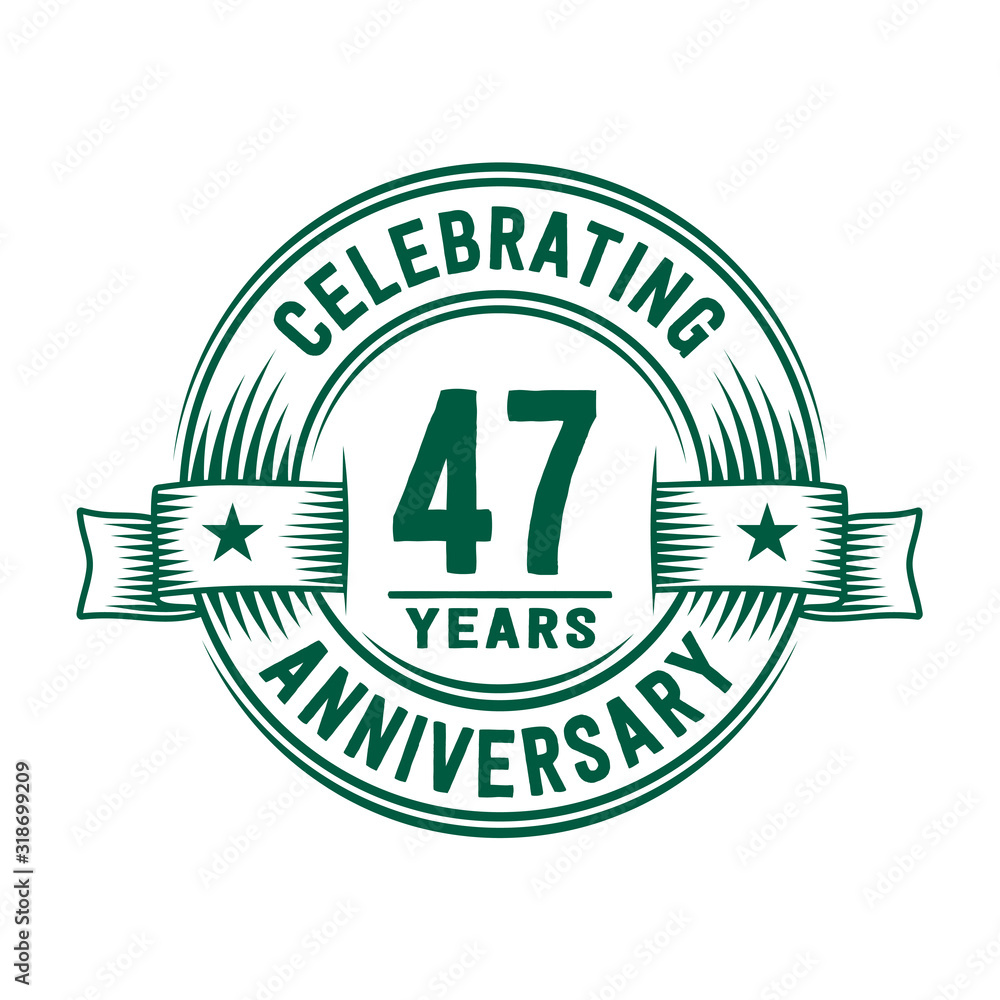 47 years logo design template. 47th anniversary vector and illustration ...