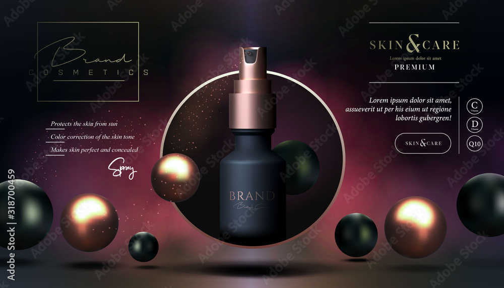 Skin care cosmetics body spray, lotion, washing gel or cleancer in ...