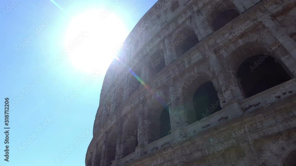 4K: The Colosseum in Rome, Italy. close up with Lens Flare. These ...