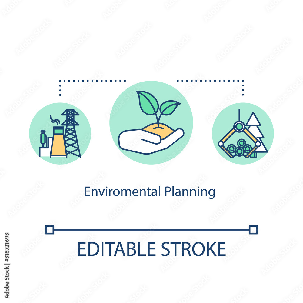 Environmental planning concept icon. Sustainable development idea thin ...