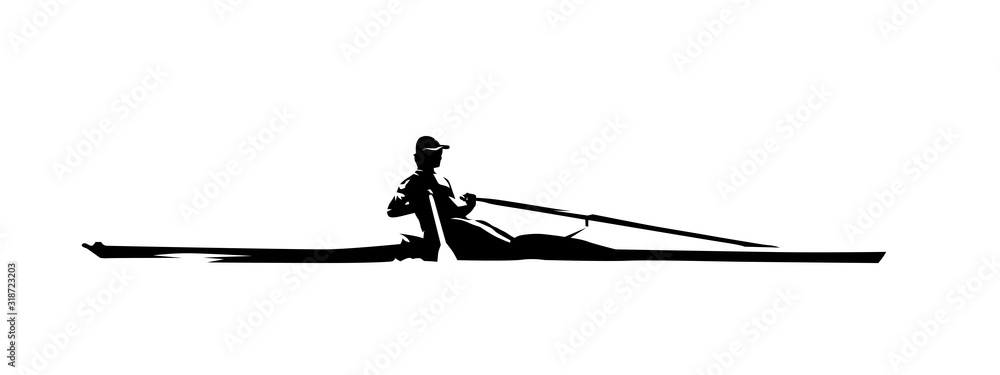 Rowing, isolated vector silhouette, ink drawing Stock Vector | Adobe Stock