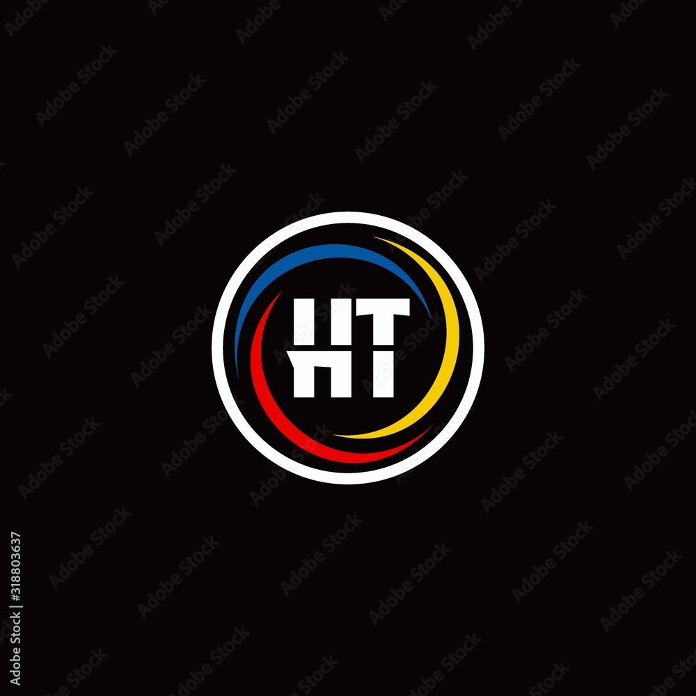 HT logo monogram isolated on circle shape with 3 slash colors rounded ...