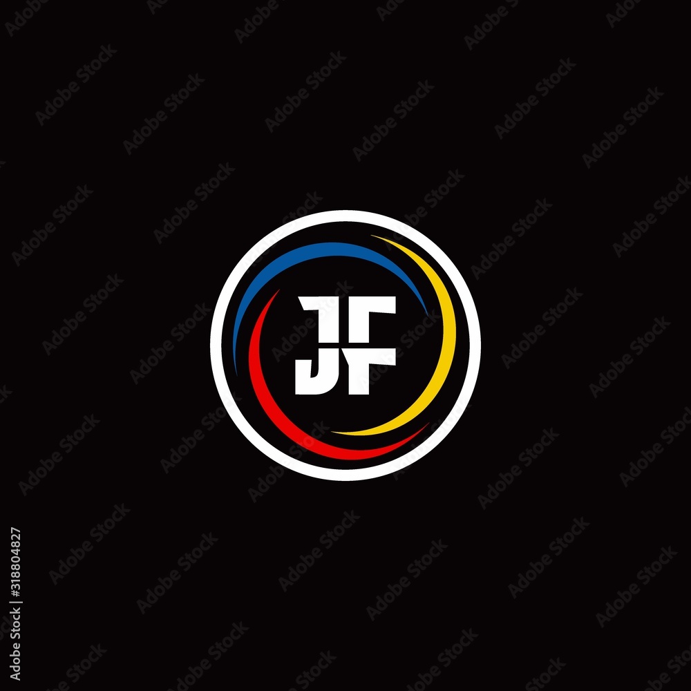 JF logo monogram isolated on circle shape with 3 slash colors rounded design template Stock ...