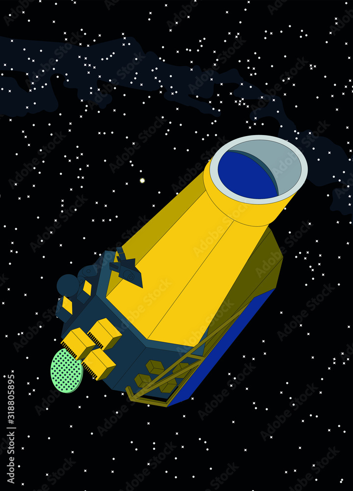 Telescope artificial satellite in space, Concept background design ...