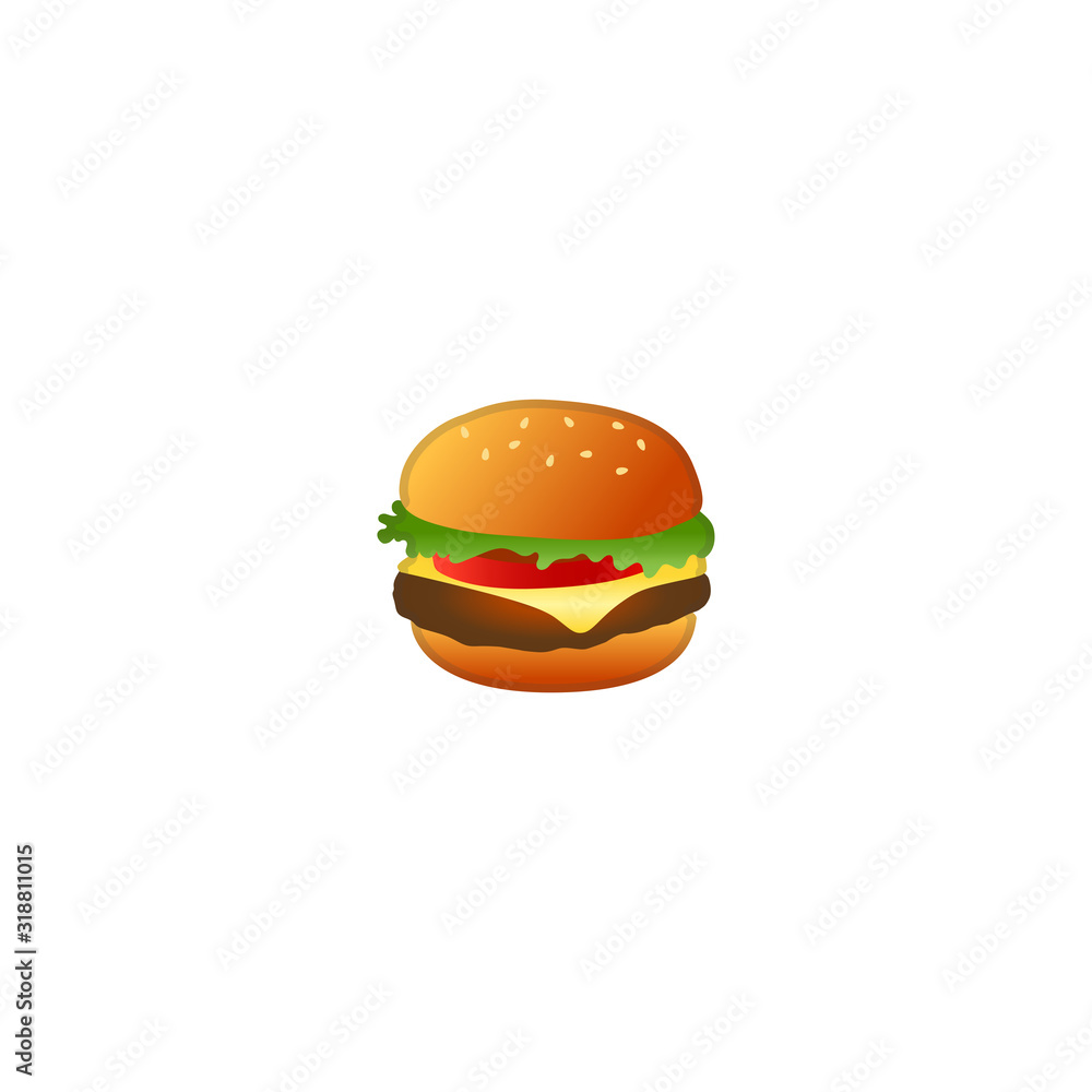Burger Vector Icon. Isolated Hamburger Fast Food Emoji, Emoticon ...