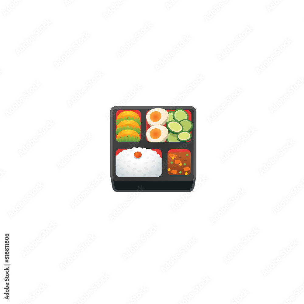Bento Box Vector Icon. Japanese Lunch Box Isolated Illustration Emoji ...