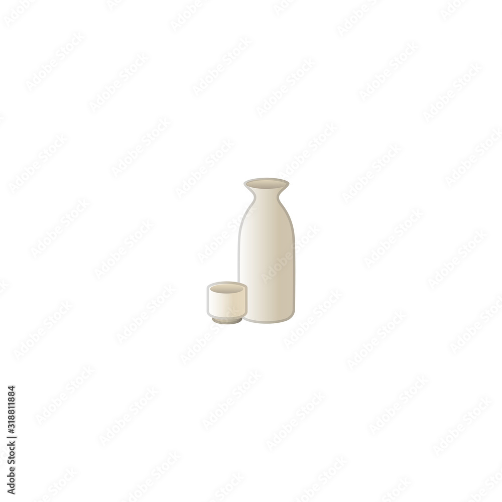 Sake Vector Icon. Japanese Liquor, Saki Wine Bottle Isolated ...