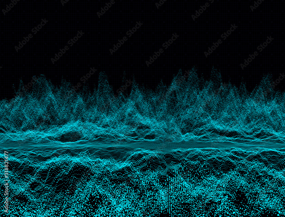 ภาพประกอบสต็อก Abstract dark table grid background with moving loop and ...