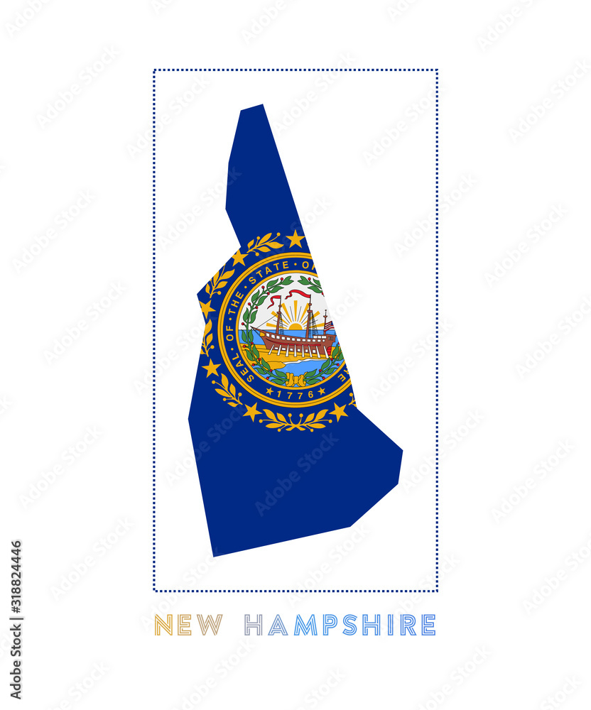 New Hampshire Logo. Map of New Hampshire with us state name and flag ...