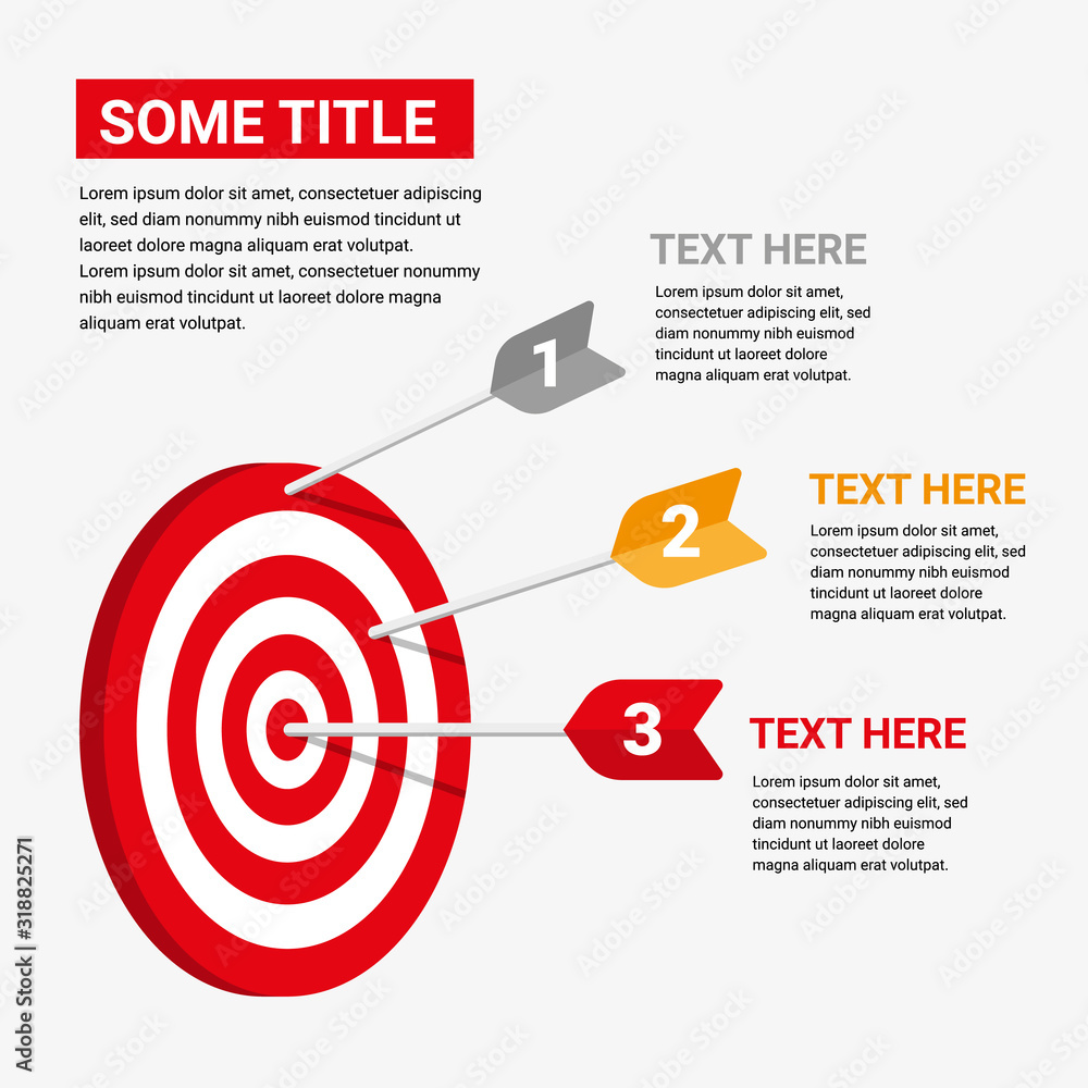 target infographic with three arrows. element vector with three steps ...