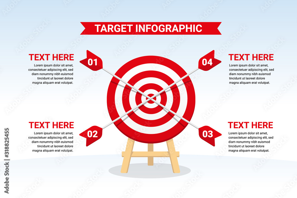 target infographic with three arrows. element vector with three steps ...