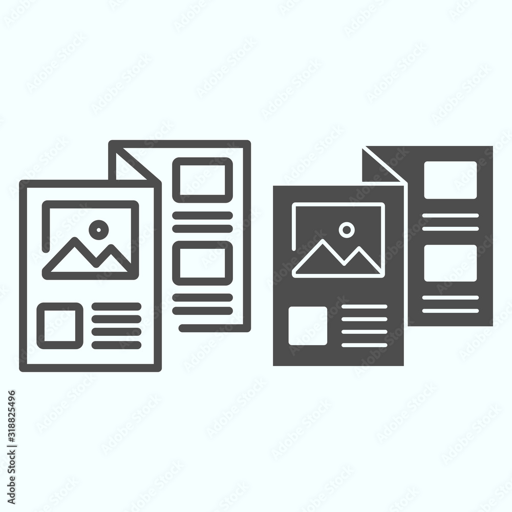 Brochure line and solid icon. Catalogue vector illustration isolated on ...