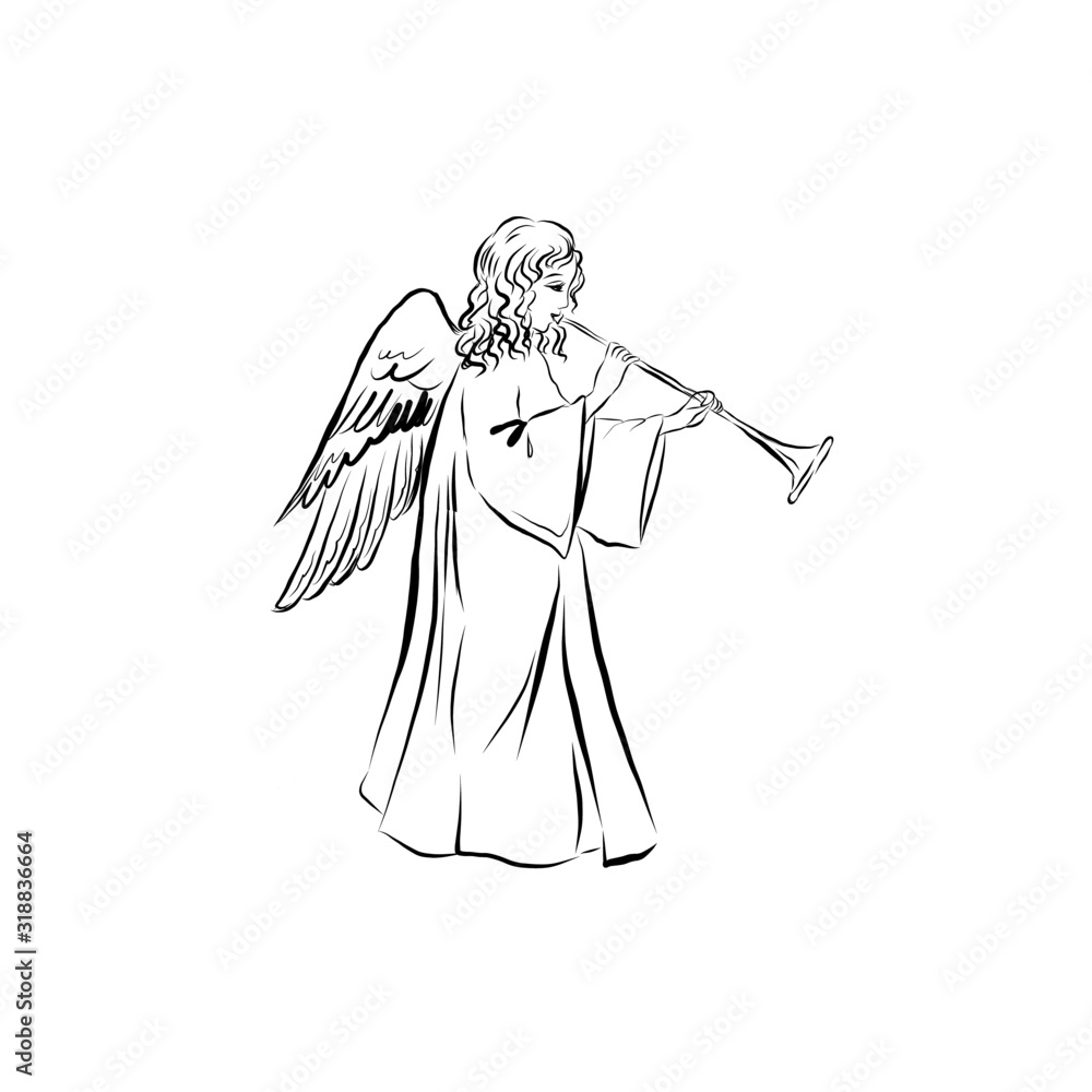 Angel With Trumpet Drawings