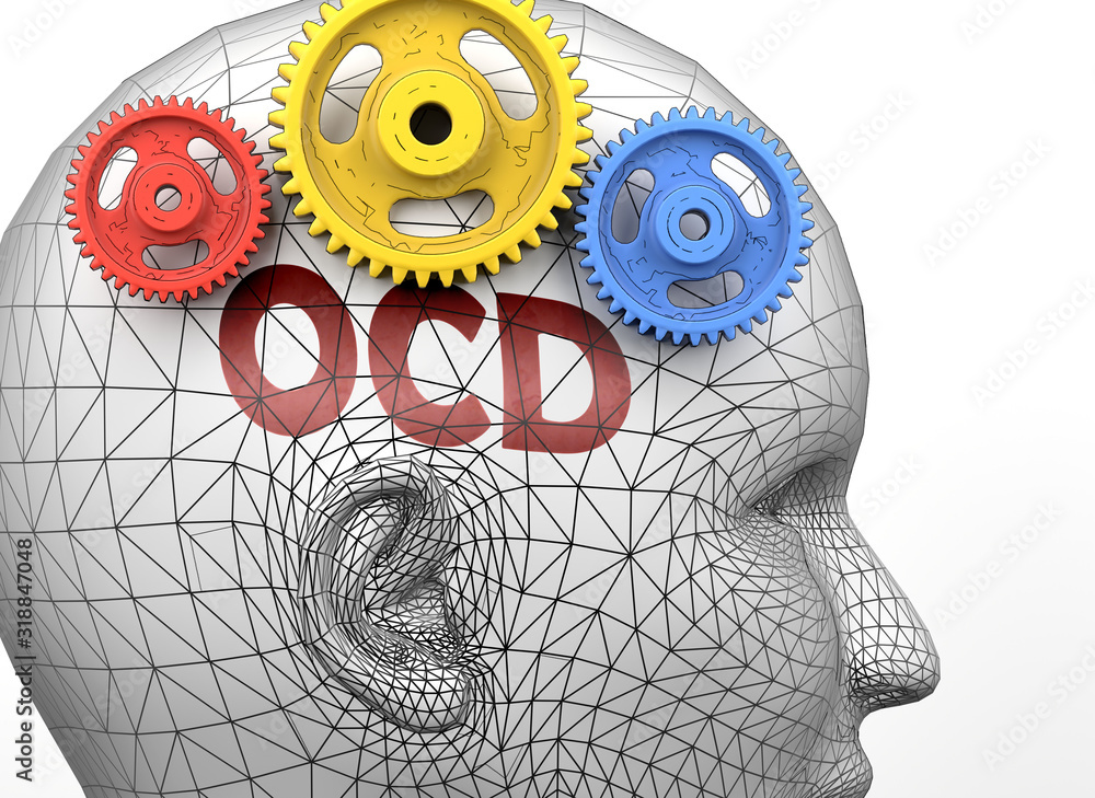 Ocd and human mind - pictured as word Ocd inside a head to symbolize ...