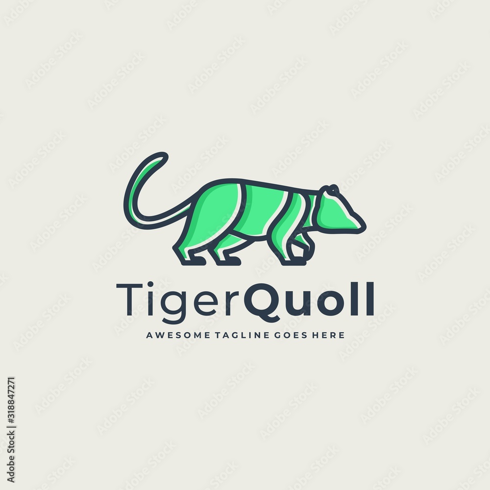 Vector Logo Illustration carnivorous marsupial Walking Line Art Stock ...