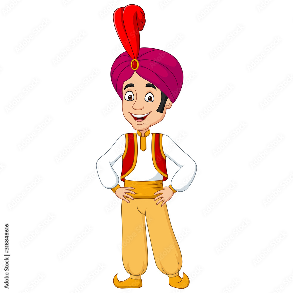 Cartoon young aladdin posing on white background Stock Vector | Adobe Stock