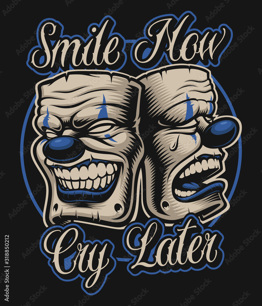 Coloured illustration of masks in chicano tattoo style Stock Vector ...