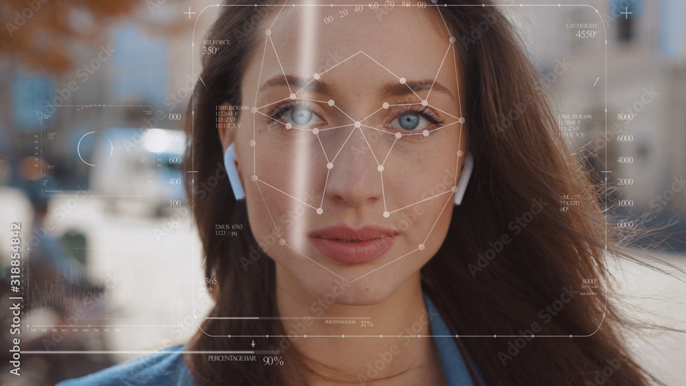 Foto de Future. Face Detection. Technological 3d Scanning. Biometric ...