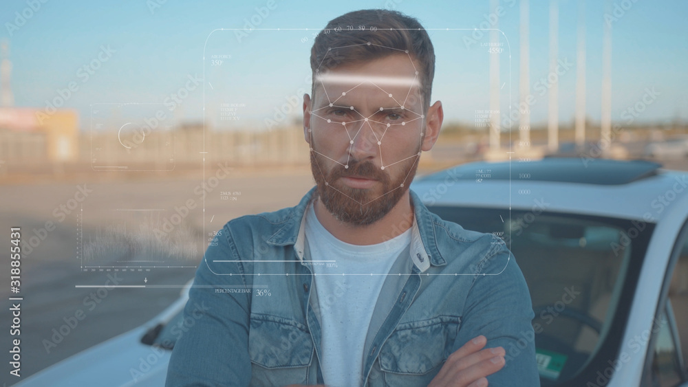 Future. Face Detection. Technological 3d Scanning. Biometric Facial ...