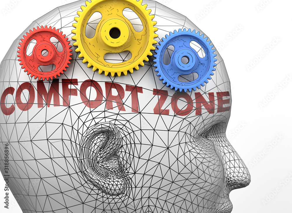 Comfort zone and human mind - pictured as word Comfort zone inside a ...