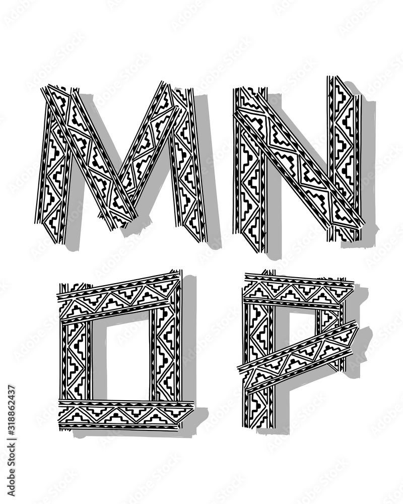Ethnic font set. Tribal african ornament. Letters for your design Stock ...