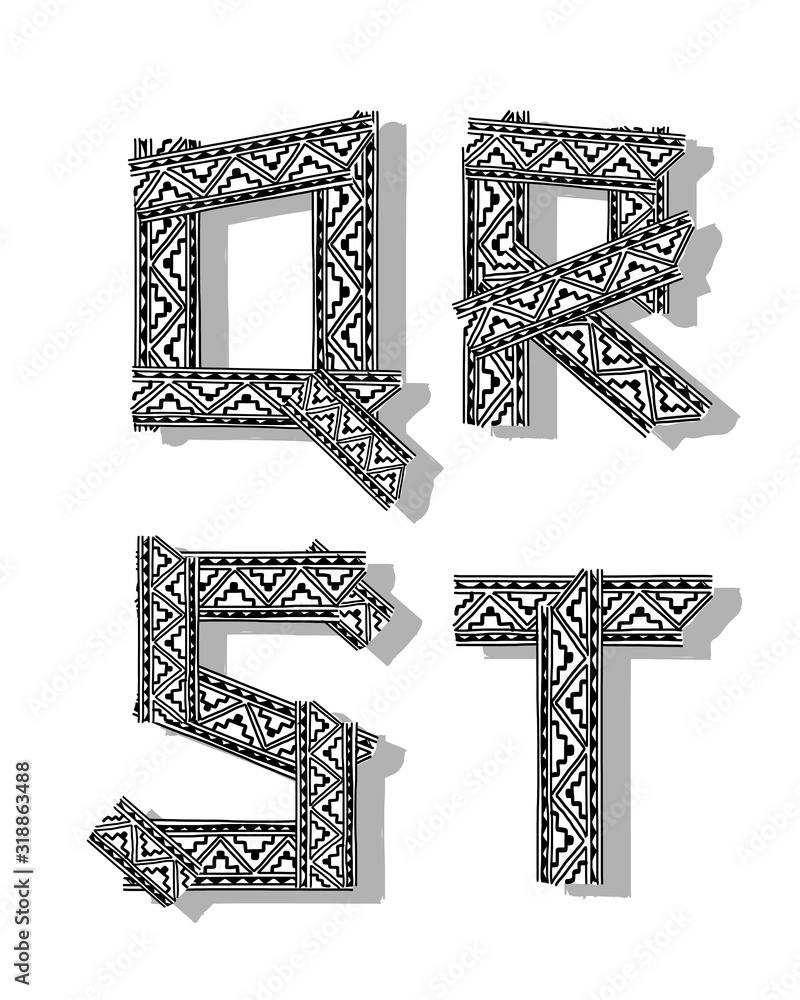 Ethnic font set. Tribal african ornament. Letters for your design Stock ...