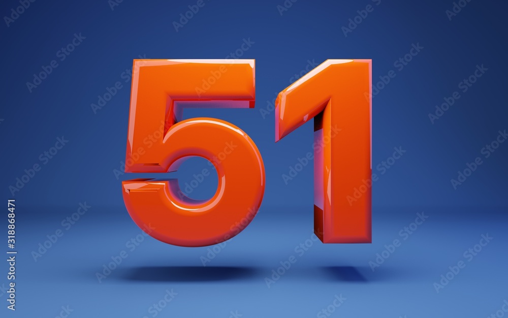 Lush Lava 3d number 51. 3D rendering. Best for anniversary, birthday ...