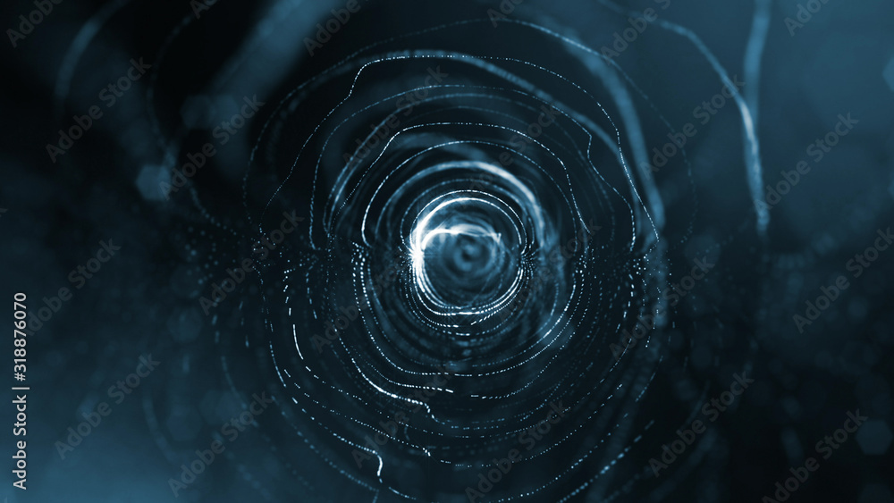 Microworld or sci-fi theme. 3d rendering background of glowing ...