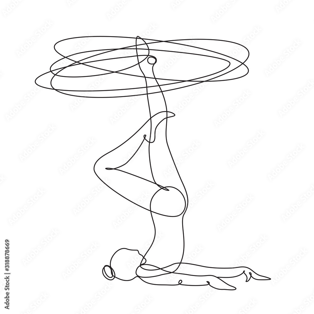 Female gymnast continuous line drawing. Fitness, girl one line drawing ...