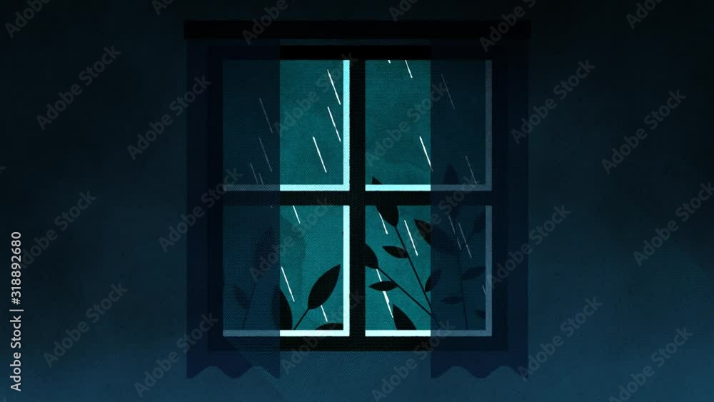 Set of illustrated window animations featuring day and night. Loop ...