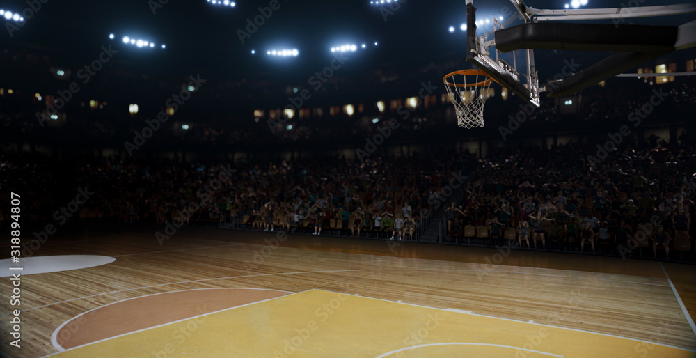 Professional basketball stadium made in 3d with animated crowd. Stock ...