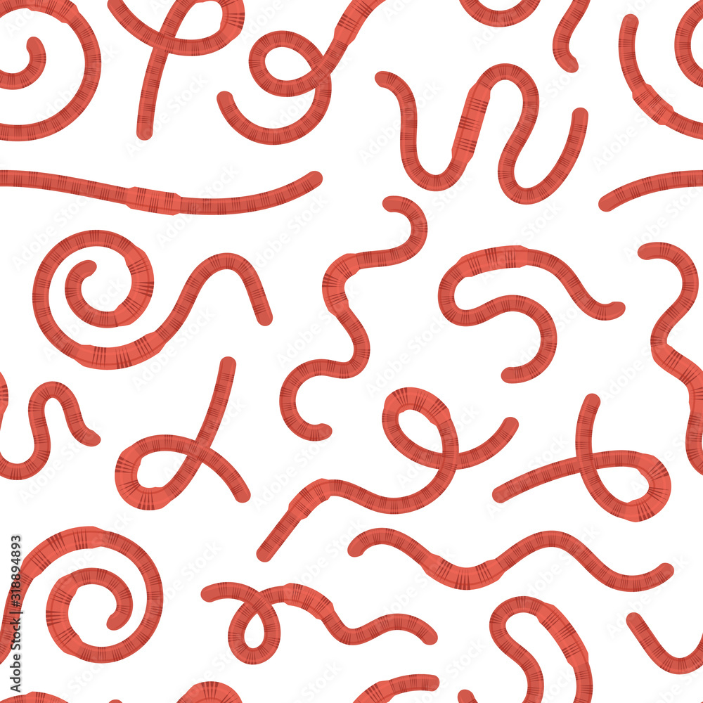 Cartoon Earth Red Worms Seamless Pattern Background. Vector Stock ...