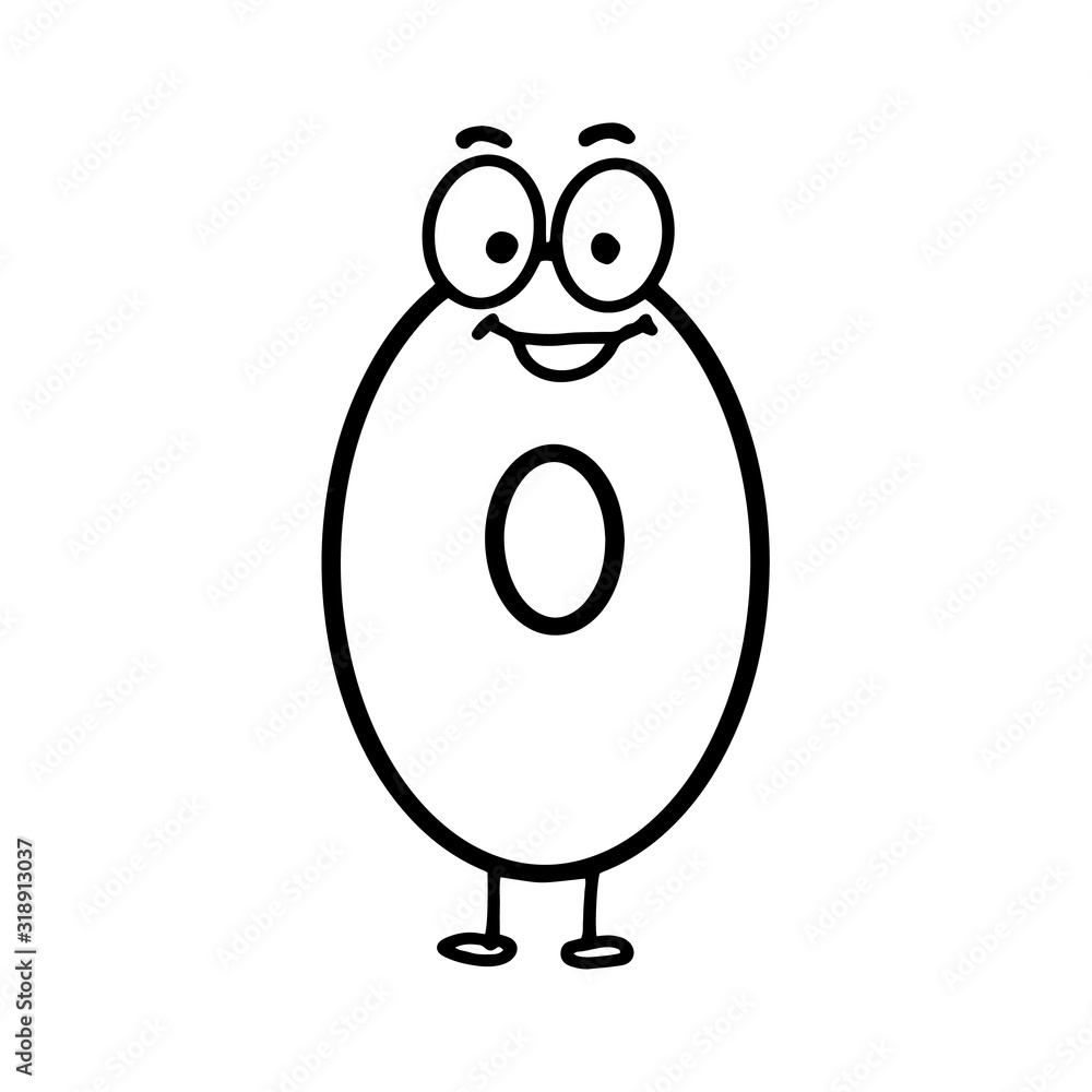 Coloring book number zero on white background. Vector color ...