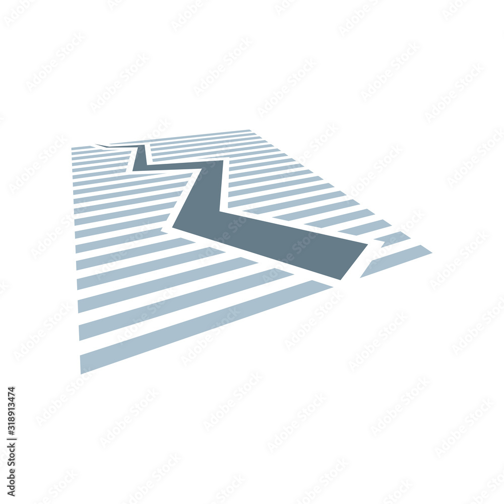 Crack in the ground. Ground fracture after seismic activity..Vector ...