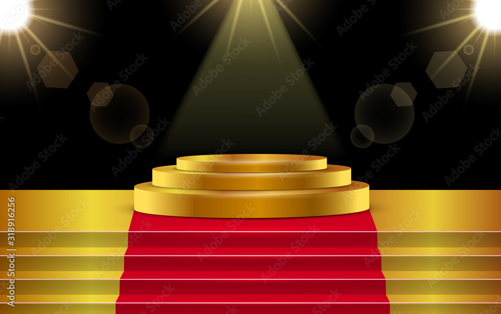 golden stand with spotlight in the studio room Stock Vector | Adobe Stock