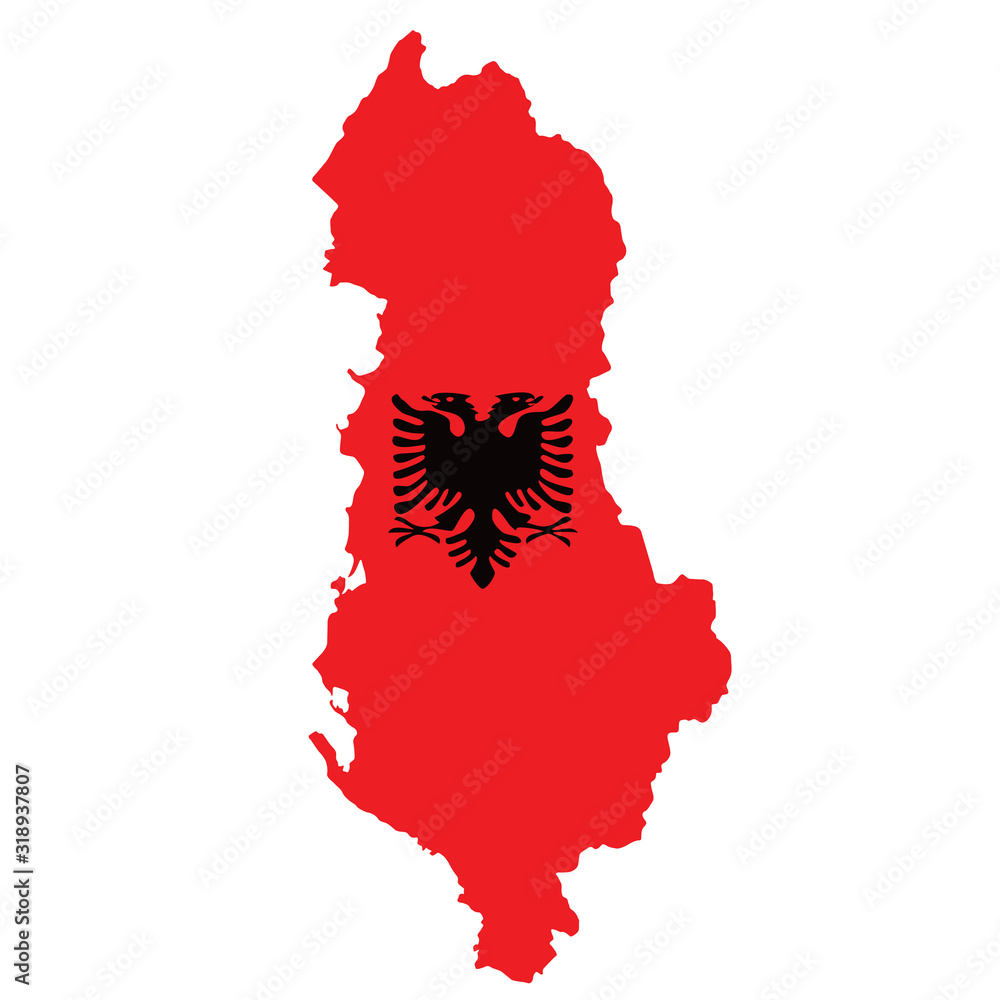 Vector political map of Albania with flag isolated on white background Stock Vector | Adobe Stock